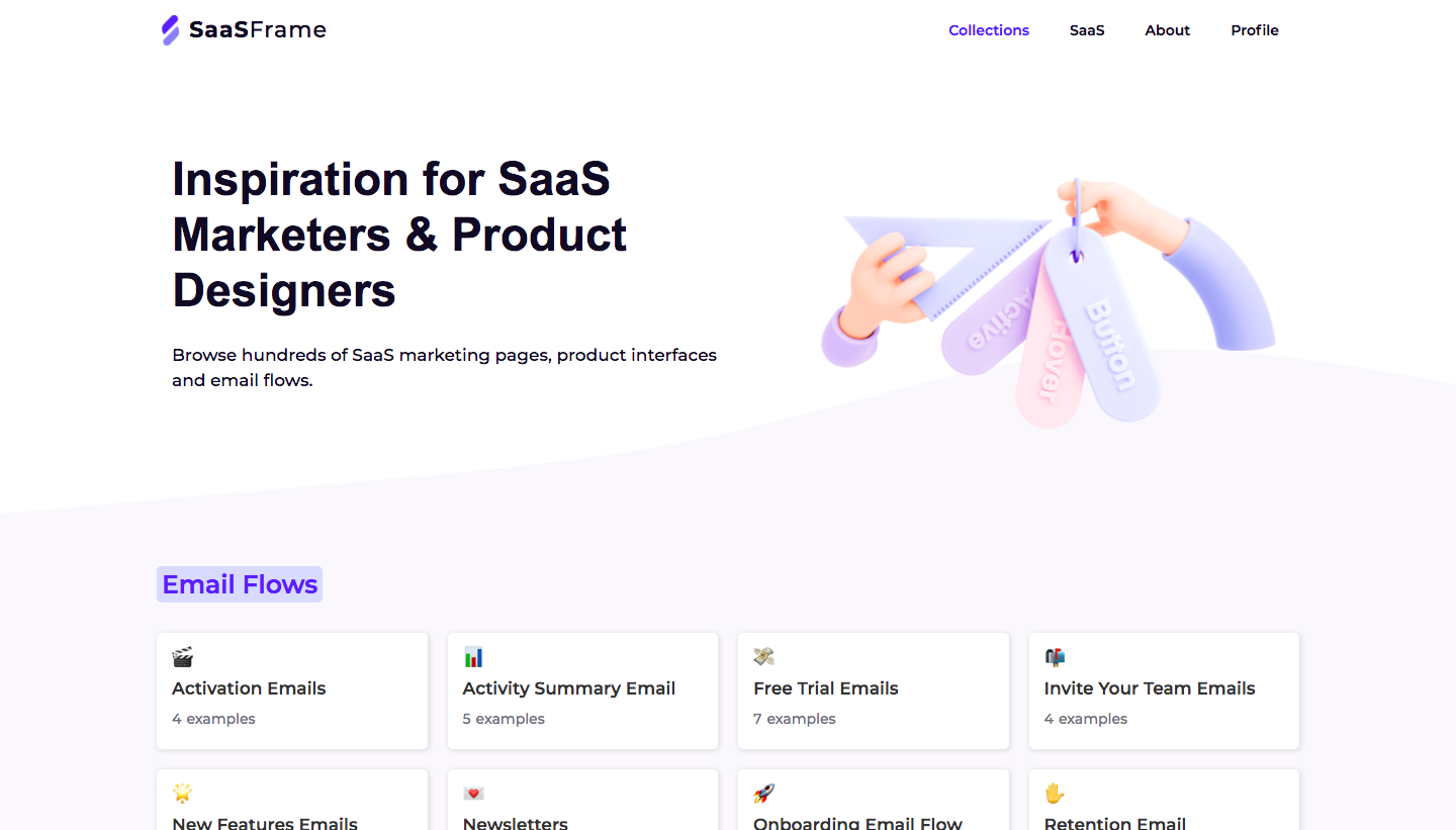 SaaSFrame - Inspiration for SaaS Marketers & Product Designers